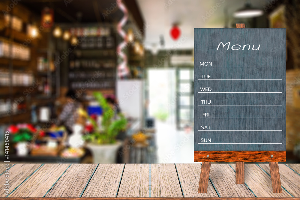 Wooden menu display sign, Frame restaurant message board on wooden ...
