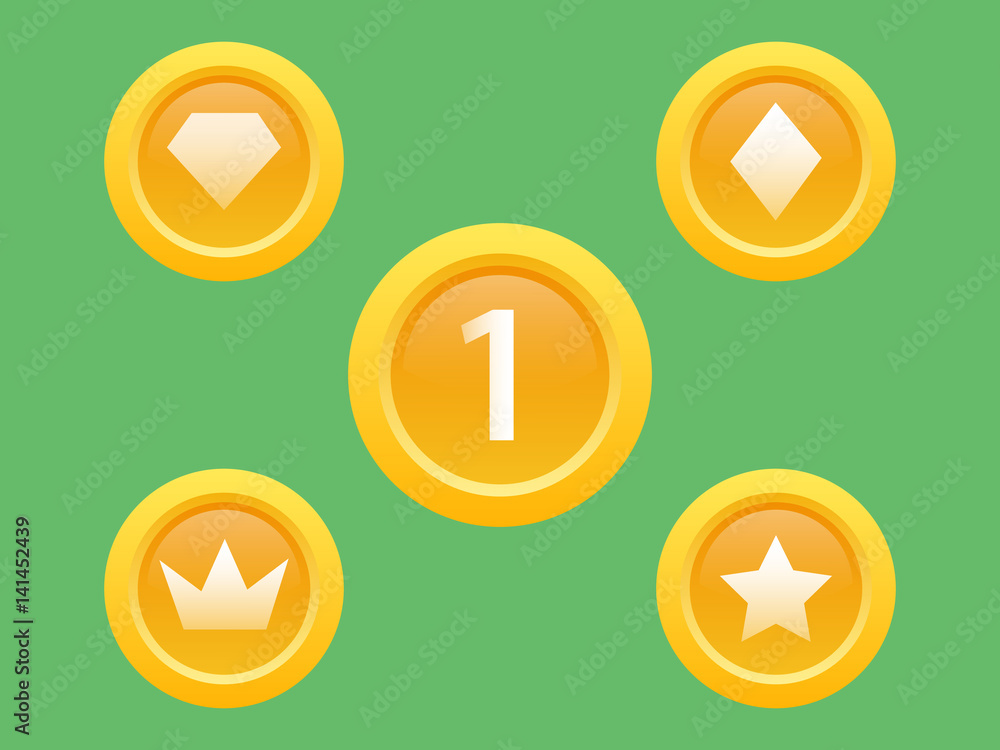 Gold Game Coins Set Stock Vector | Adobe Stock