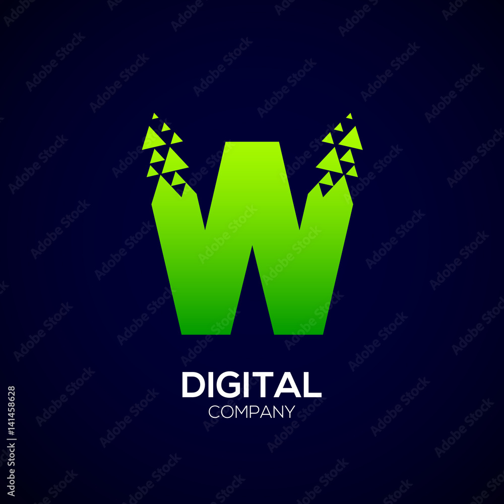 Letter W Pixel logo, Triangle, Arrow and forward logo, Green color ...