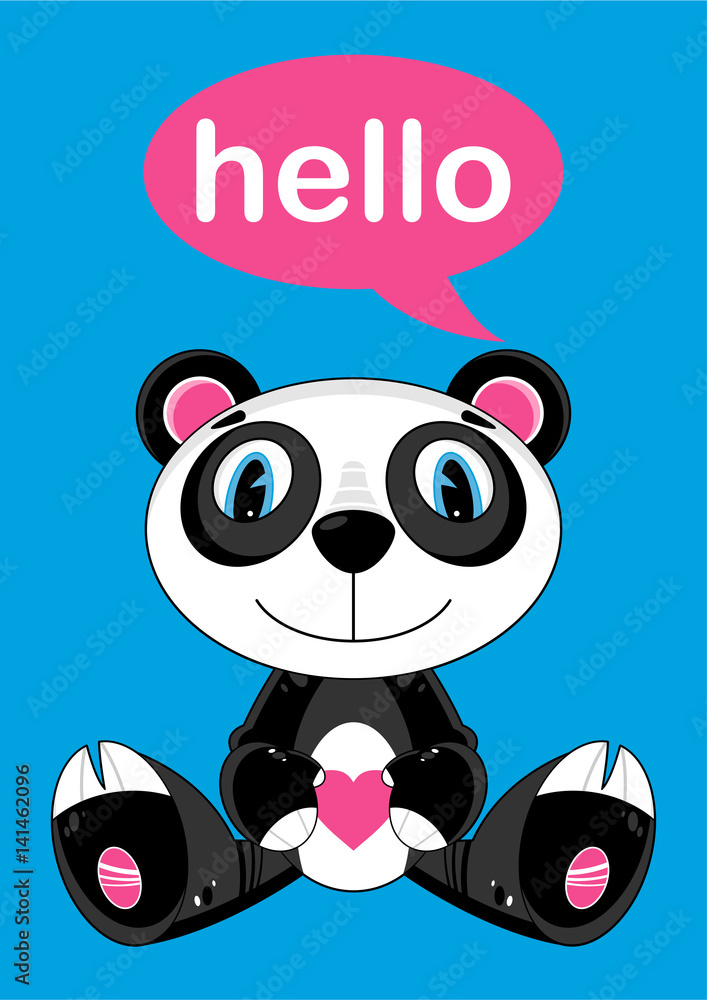 Cartoon Hello Panda Bear Stock Vector | Adobe Stock