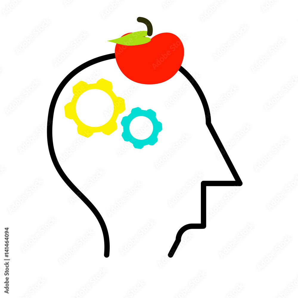 Human mind icons, thin line style. A man with ideas, the concept of a ...