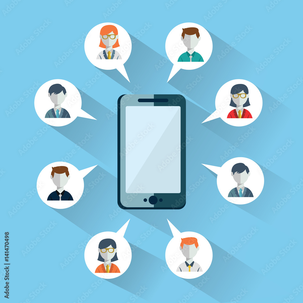 People Connected By Phones