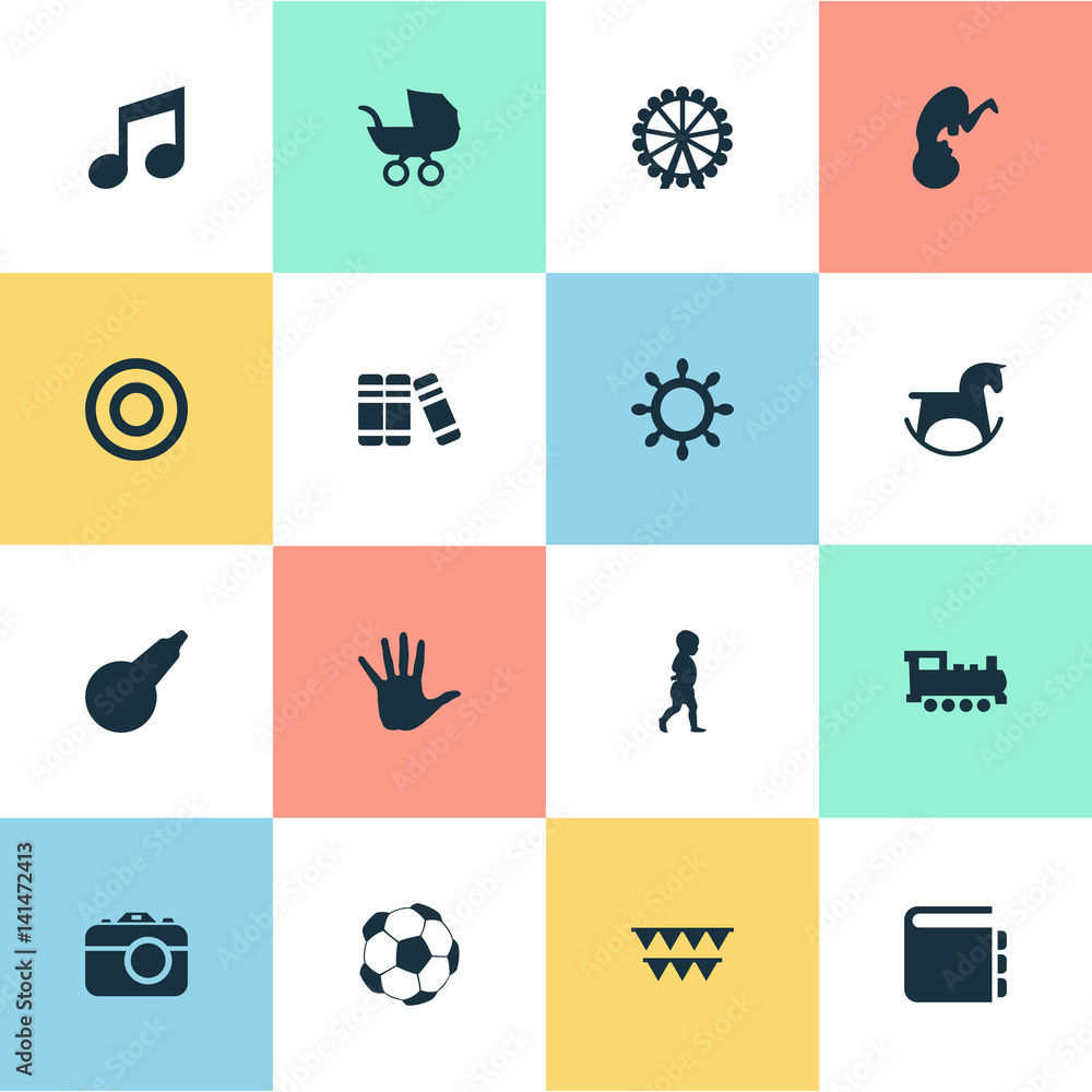 Vector Illustration Set Of Simple Baby Icons. Elements Bookshop, Fetus ...