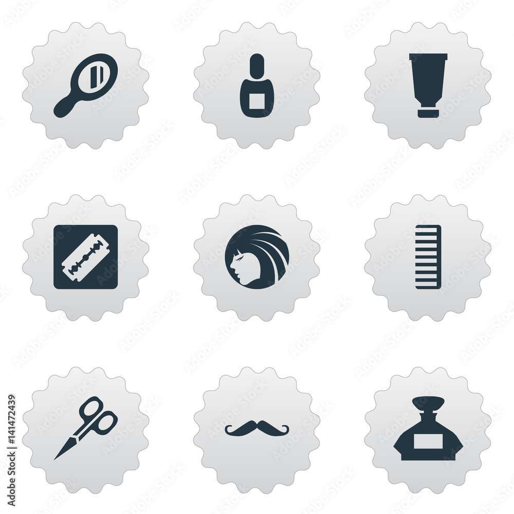 Vector Illustration Set Of Simple Hairdresser Icons. Elements Flask ...