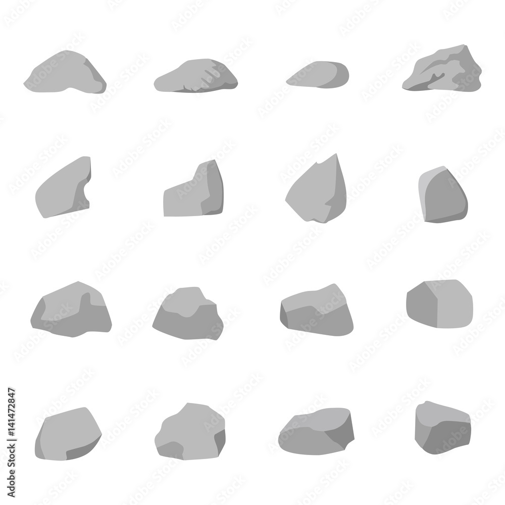 set rock vector with style a flat design Stock Vector | Adobe Stock
