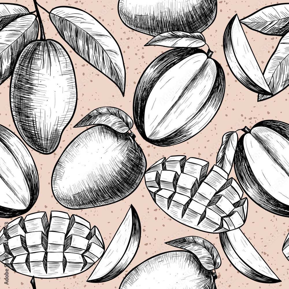 Vector mango hand drawn sketch . Sketch vector food illustration ...