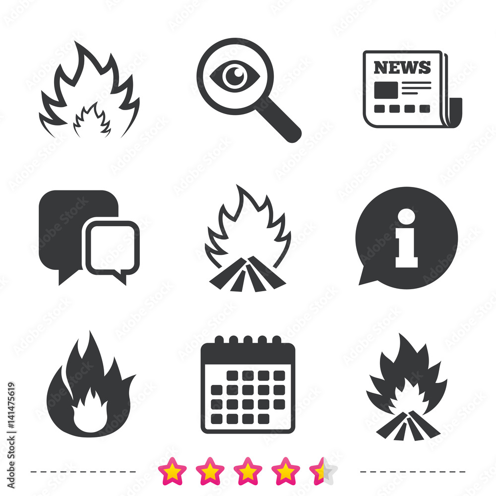 Fire flame icons. Heat signs. Stock Vector | Adobe Stock