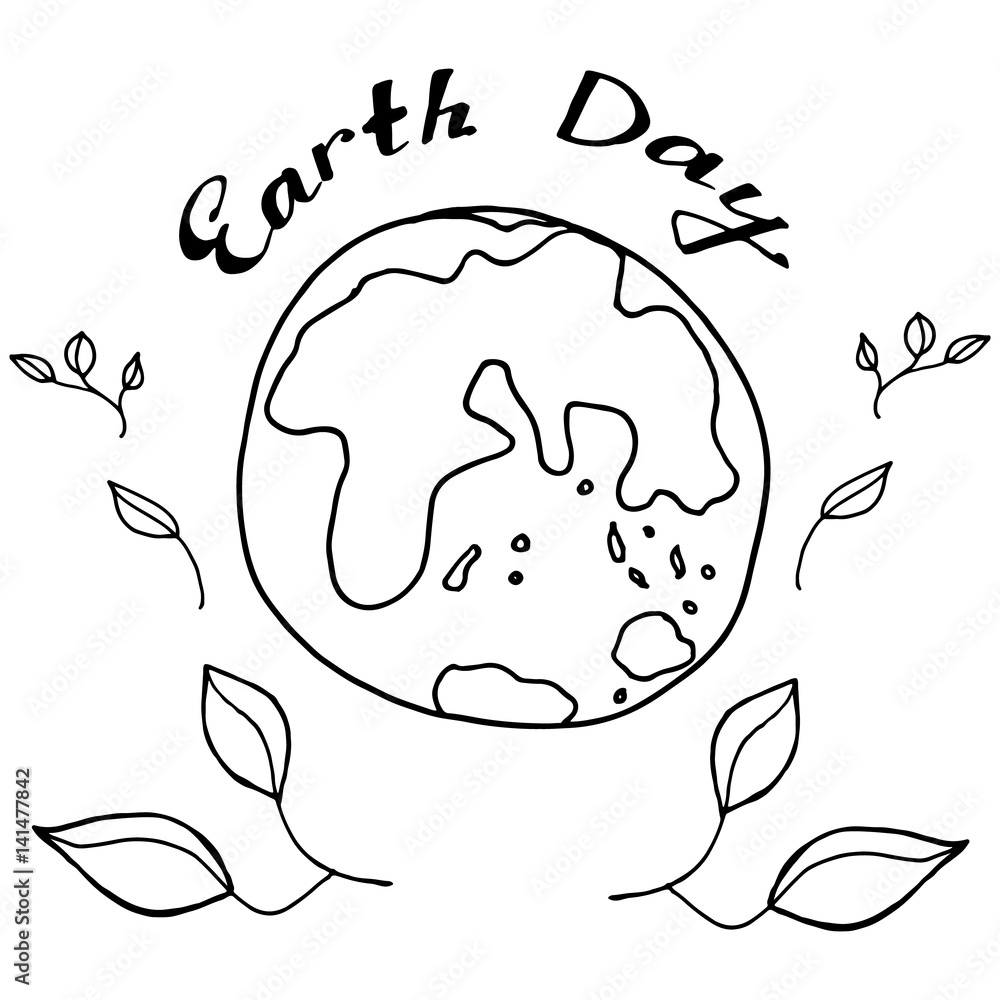 Sketch planet Earth in black and white colours to celebrate Earth Day ...