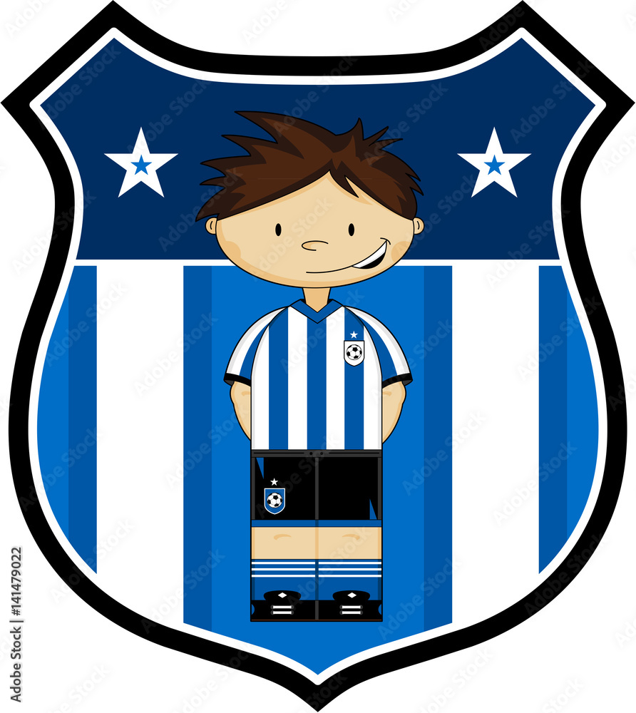 Cute Cartoon Soccer Football Boy Stock Vector | Adobe Stock