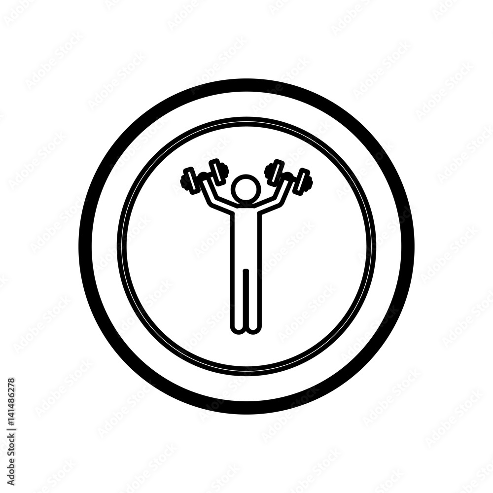 symbol person lifting weights gym, vector illustration image Stock ...