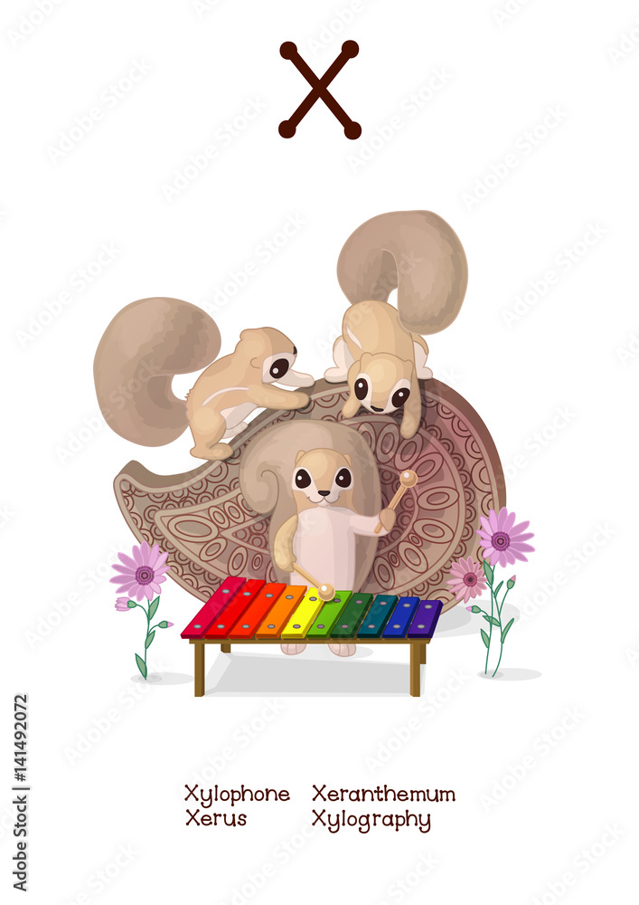 English Alphabet series of Amusing Animals letter X Stock Vector ...