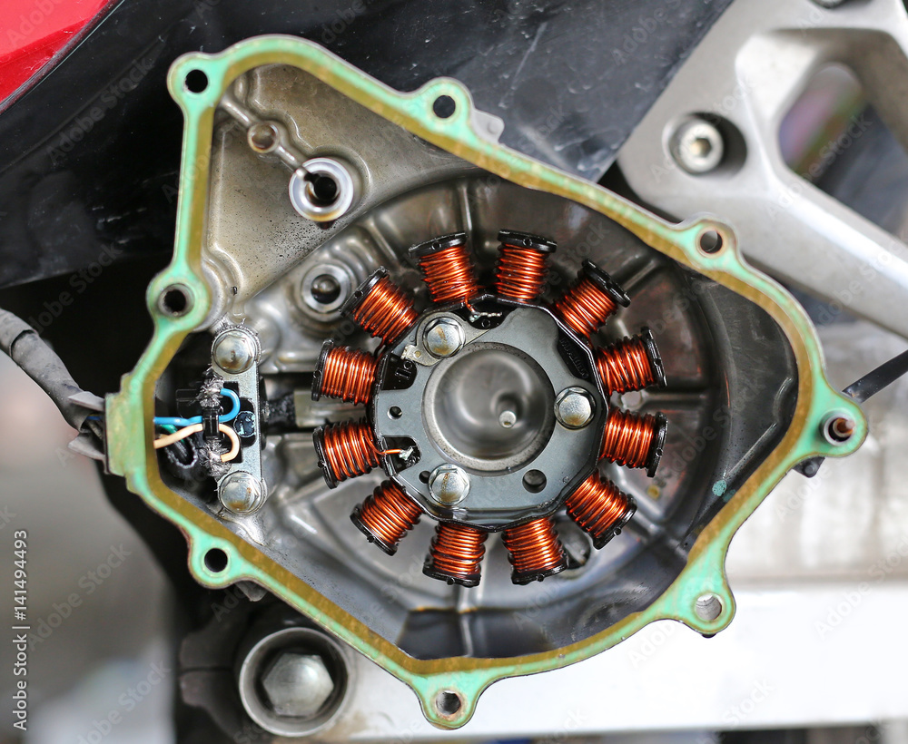 Part of a motorcycle engine in repair of the damage, Garage shop Stock ...