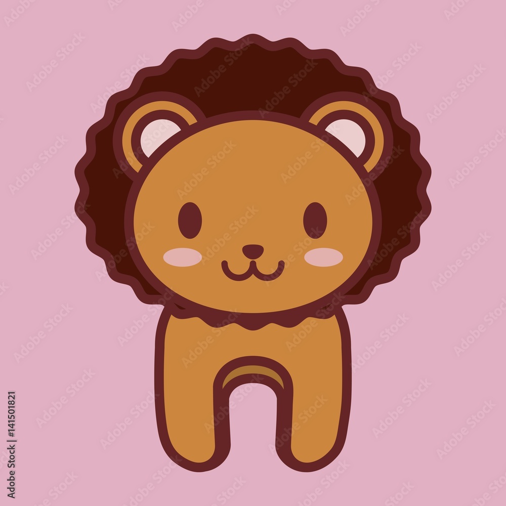 kawaii lion icon over pink background. vector illustration Stock Vector ...