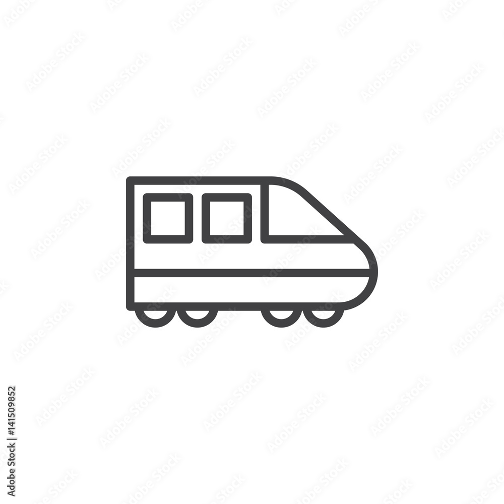 Modern high speed train line icon, outline vector sign, linear style ...