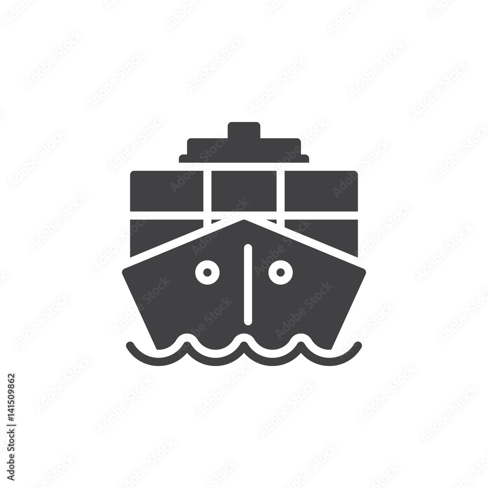 Container, cargo ship icon vector, filled flat sign, solid pictogram ...