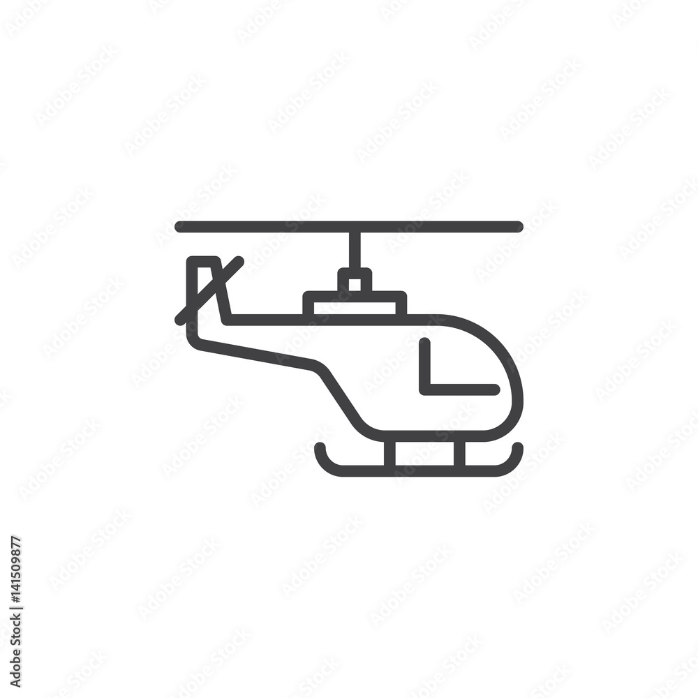 Helicopter line icon, outline vector sign, linear style pictogram ...