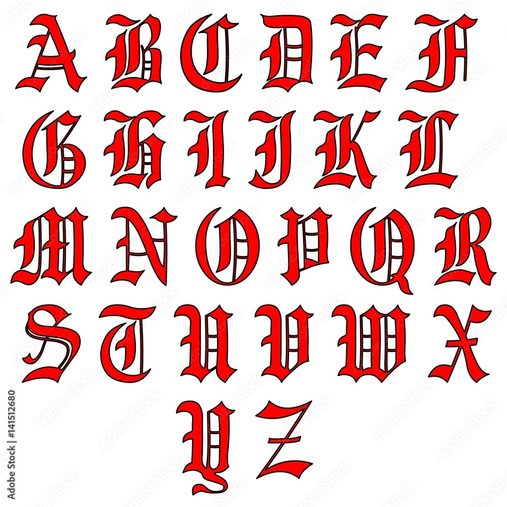Vecteur Stock Medieval Alphabet Lettres Gothique Gothic | Adobe Stock