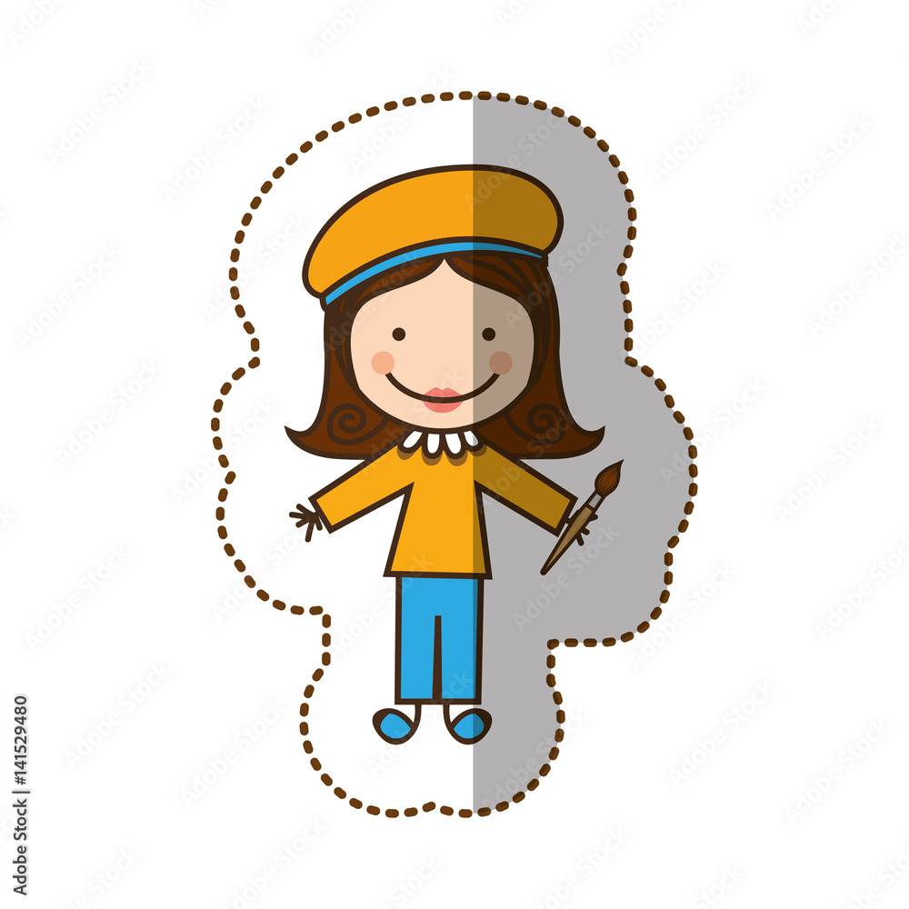 happy woman painter icon, vector illustration design Stock Vector ...