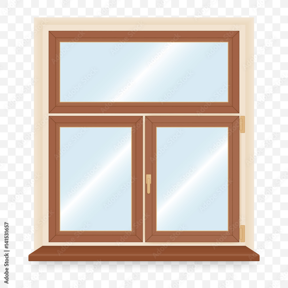 Realistic wooden plastic window. Vector illustration. Stock Vector ...