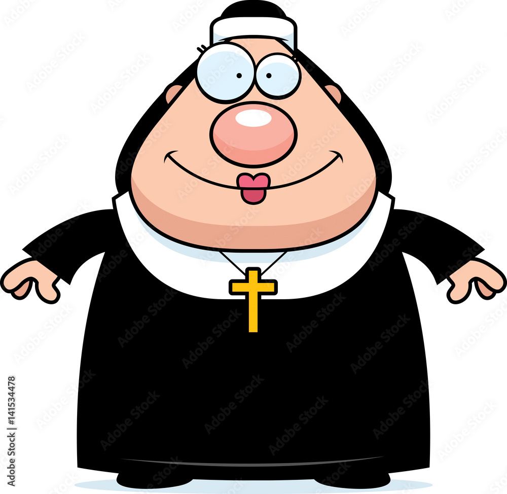 Smiling Cartoon Nun Stock Vector | Adobe Stock