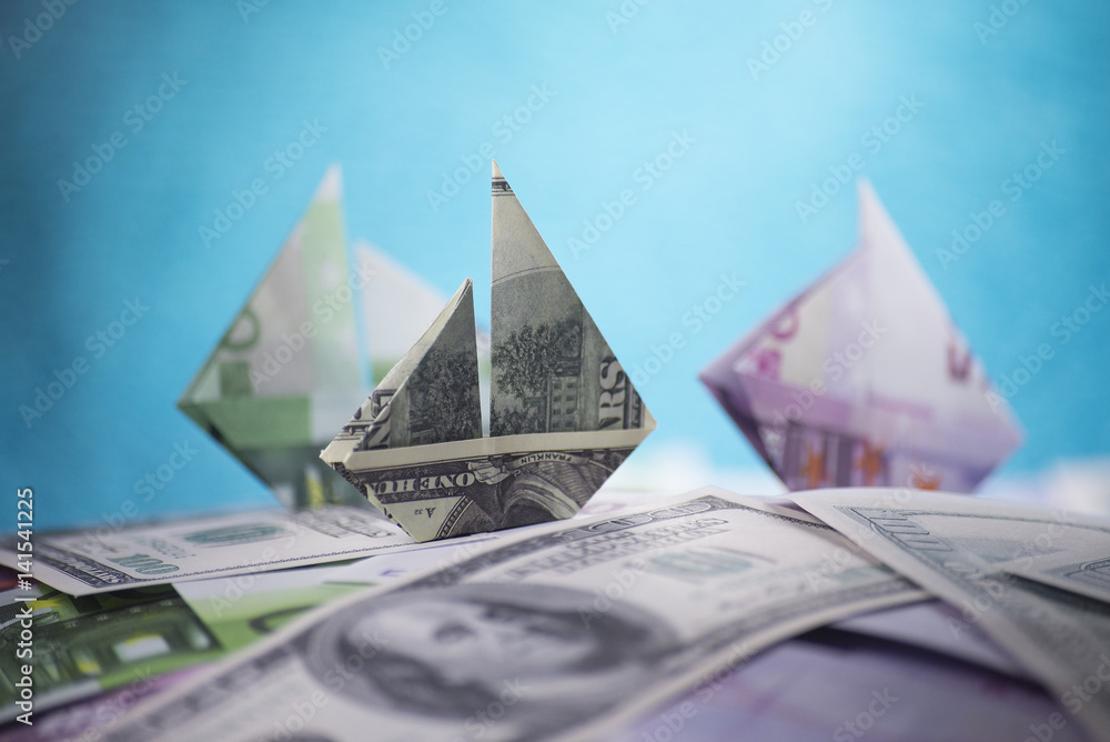 ship origami banknotes Stock Photo | Adobe Stock