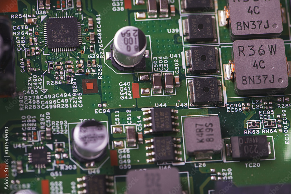 Various types of internal chips of a laptop. Technology. Stock Photo ...