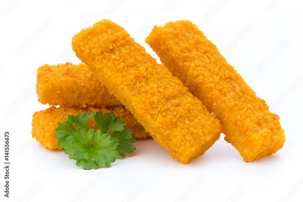 Fish fingers on the white background. Stock-Foto | Adobe Stock