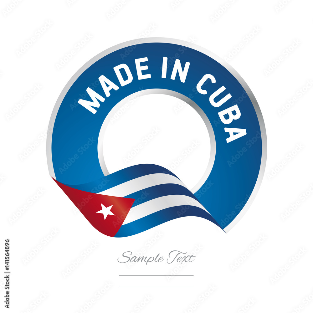 Made in Cuba flag blue color label logo icon Stock Vector | Adobe Stock