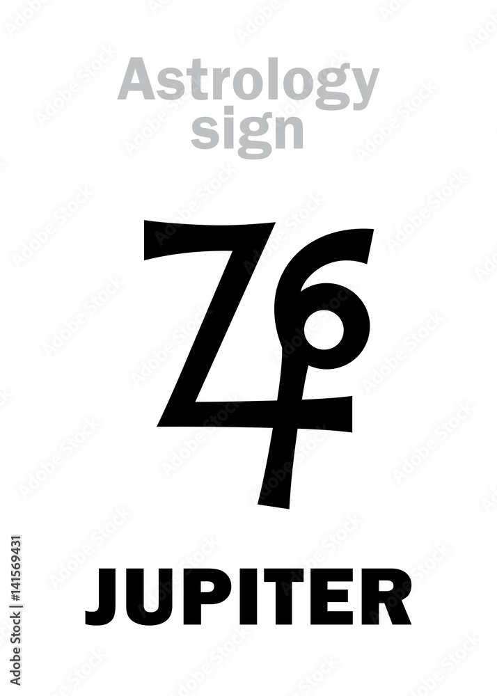 Vetor de Astrology Alphabet: JUPITER (Zeus), classic major planet ...