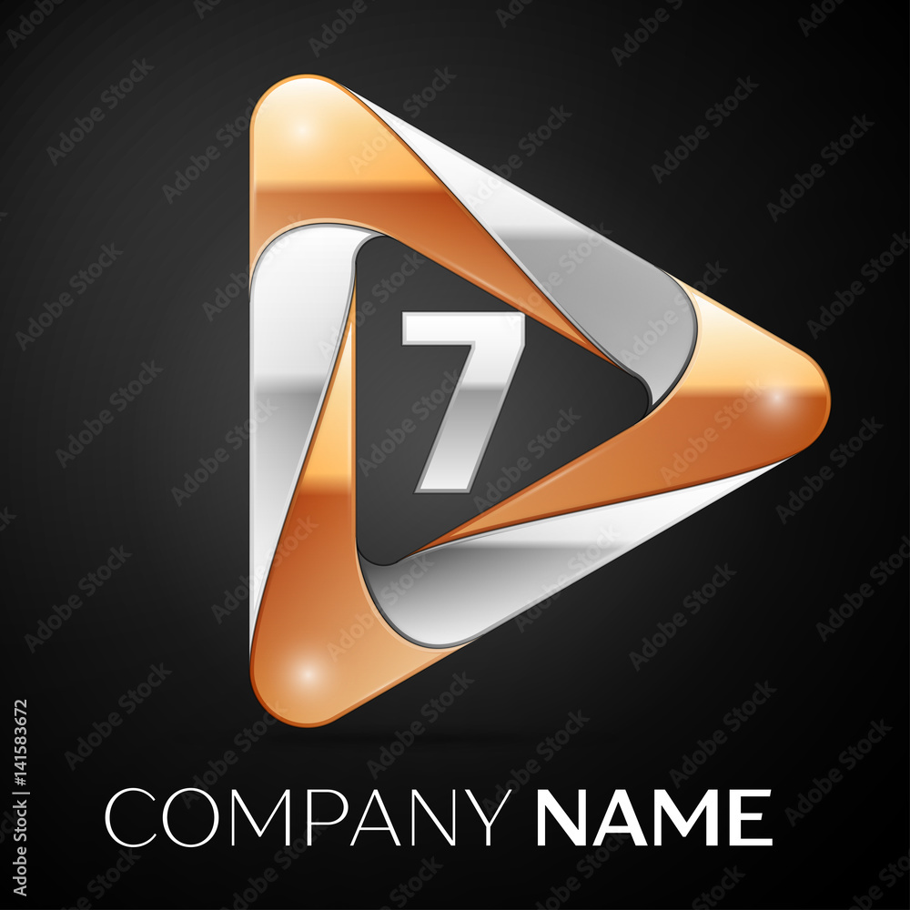 Number seven vector logo symbol in the colorful triangle on black ...