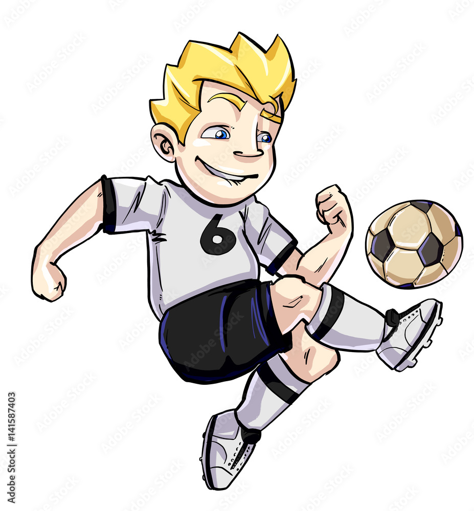 Cartoon boy with a ball Stock Illustration | Adobe Stock