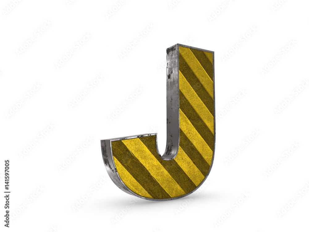 Uppercase yellow Letter J - heavy iron extruded letter industrial style ...