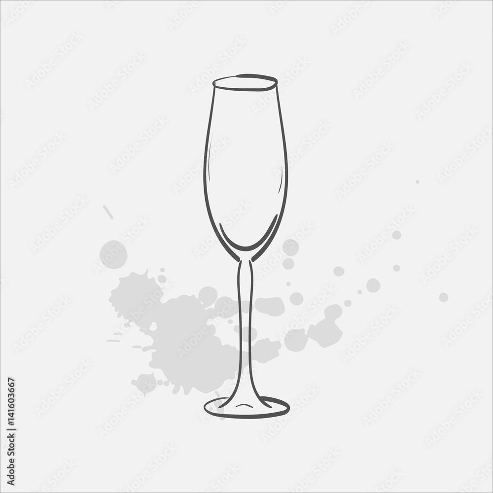 flute glass vector sketch icon Stock-Vektorgrafik | Adobe Stock
