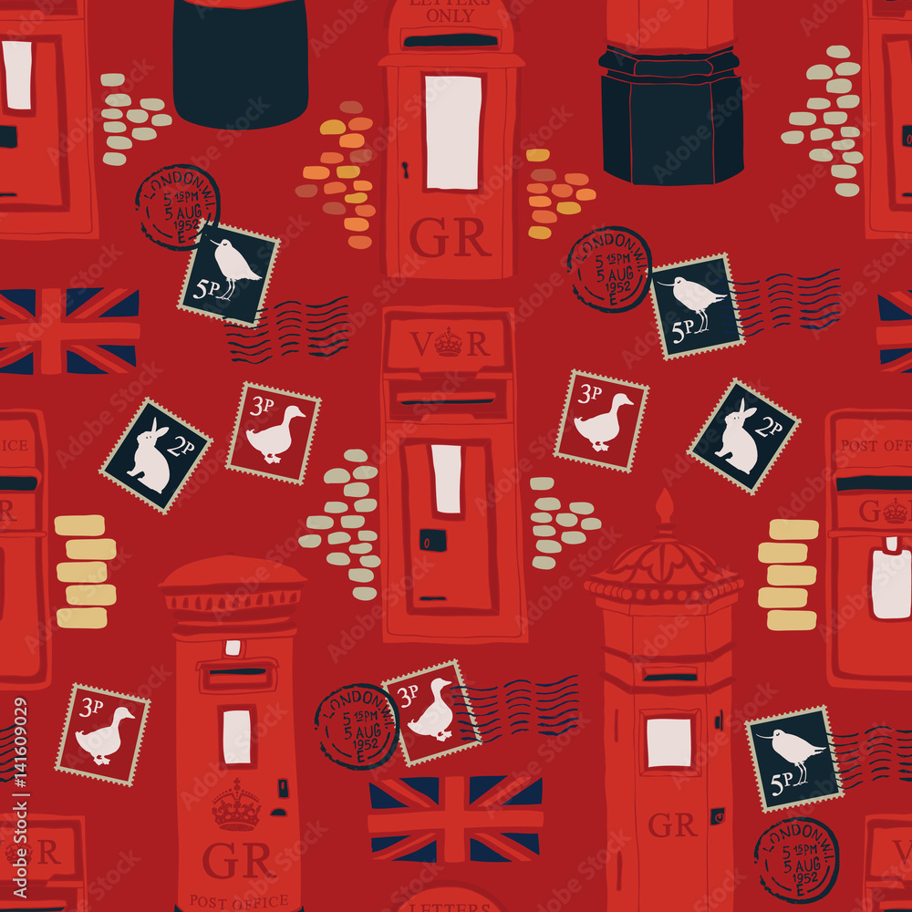 Post office boxes Red background Stock Vector | Adobe Stock