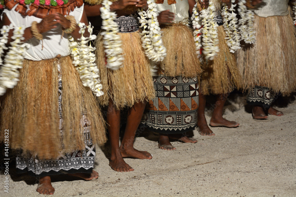 Indigenous Fijian people sing and dance in Fiji ภาพถ่ายสต็อก | Adobe Stock