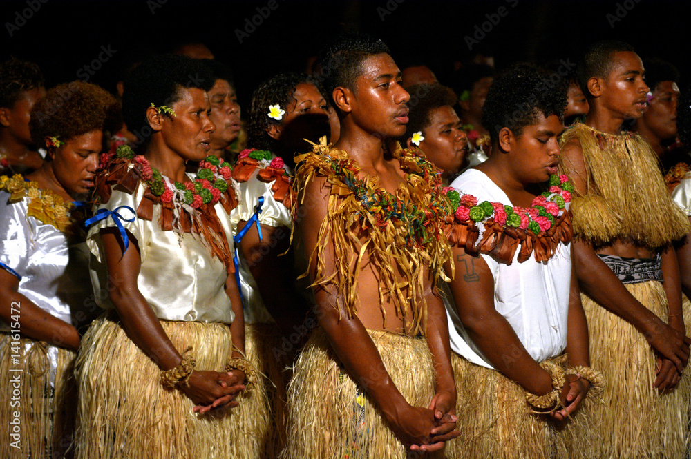 Indigenous Fijian people sing and dance in Fiji Stock Photo | Adobe Stock