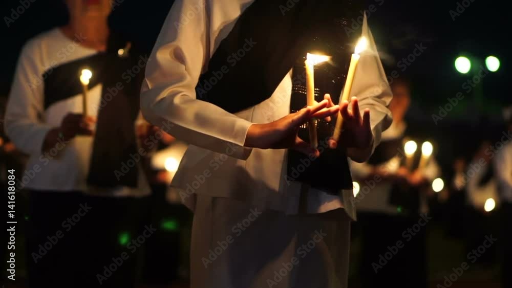 Traditional Thai candle dance at night, Beautiful classic night ...