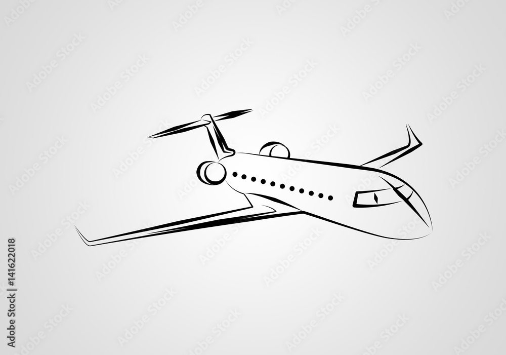 Business jet icon on a creative background Stock Illustration | Adobe Stock