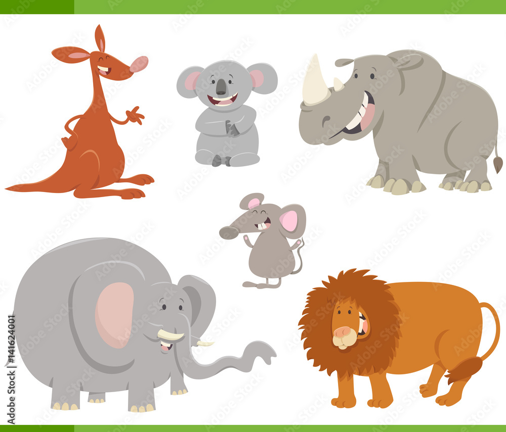 cartoon animals set illustration Stock Vector | Adobe Stock