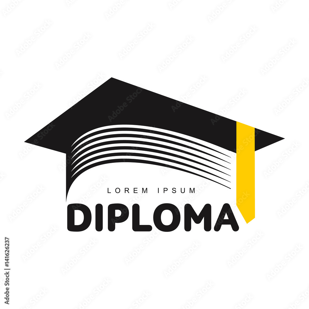 Graphic three colored square academic, graduation cap logo template ...