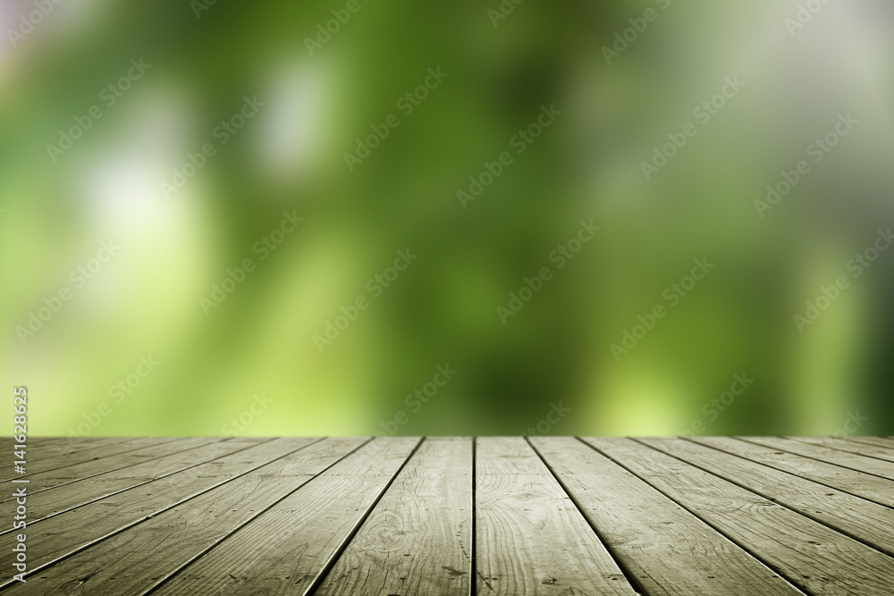 Empty wooden and blur garden background. Stock Photo | Adobe Stock
