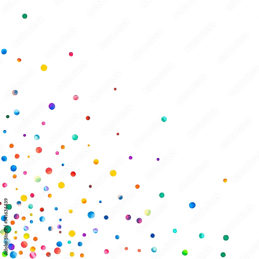 Dense watercolor confetti on white background. Rainbow colored ...
