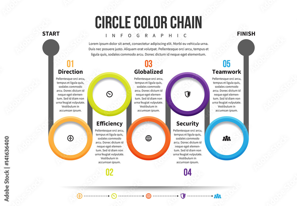 Circle Chain Infographic 5 Stock Template | Adobe Stock
