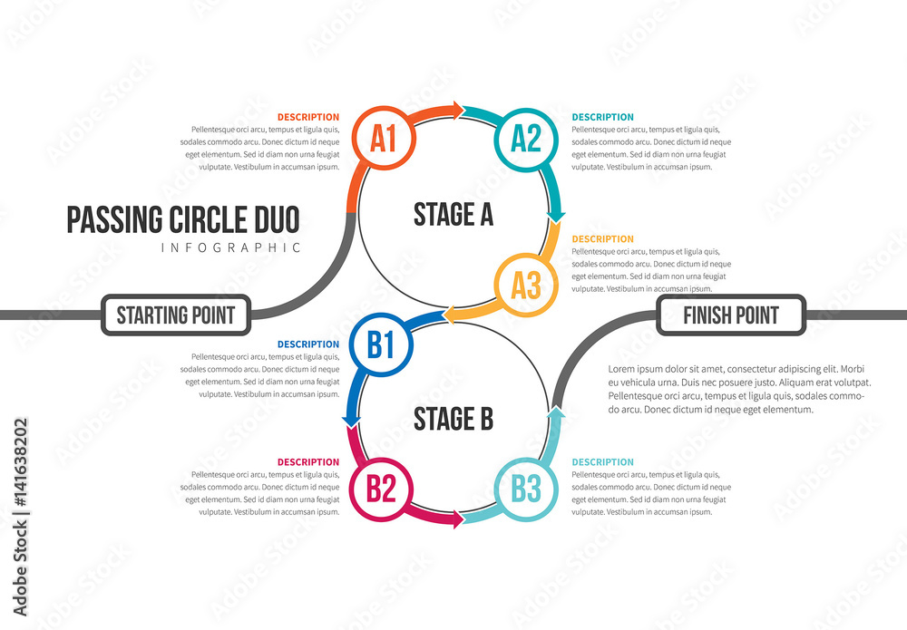 Circle Chain Infographic 7 Stock Template | Adobe Stock