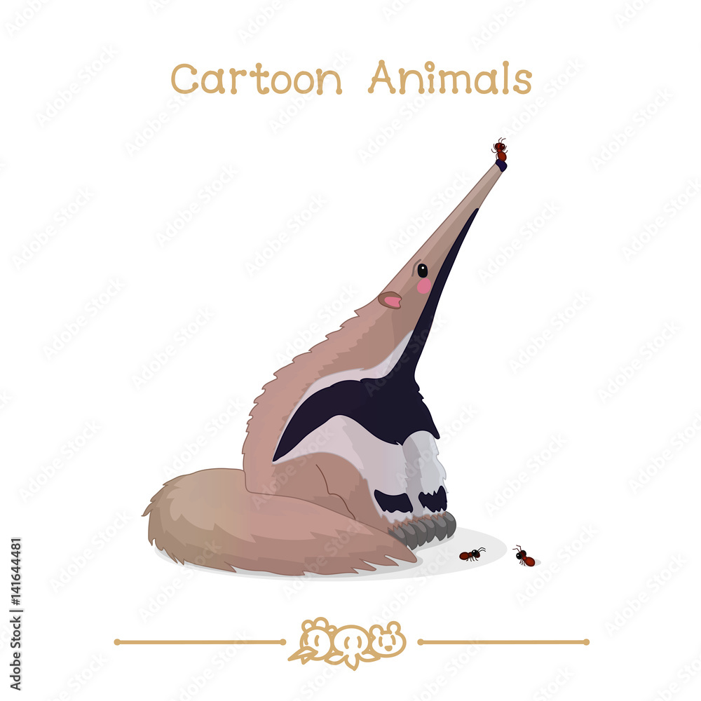 Toons series cartoon animals: Ants and sitting anteater Stock Vector ...