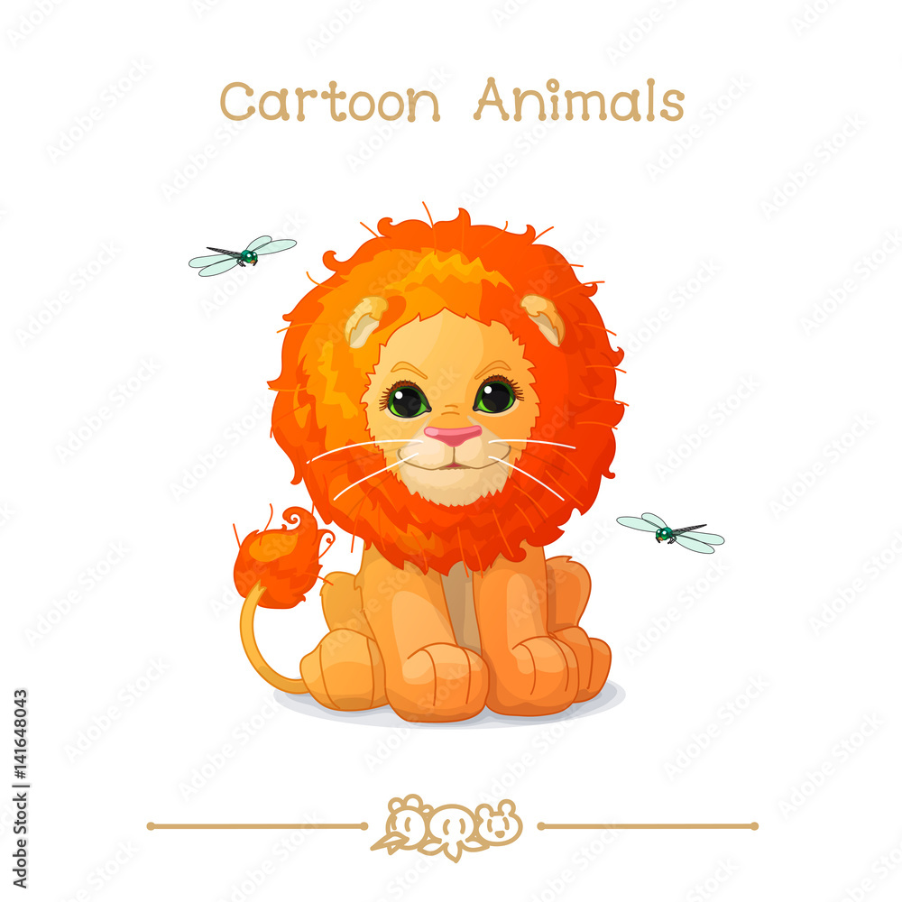 Toons series cartoon animals: cute little lion Stock Vector | Adobe Stock