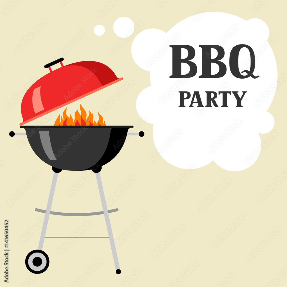 Bbq party background with grill and fire Stock ベクター | Adobe Stock
