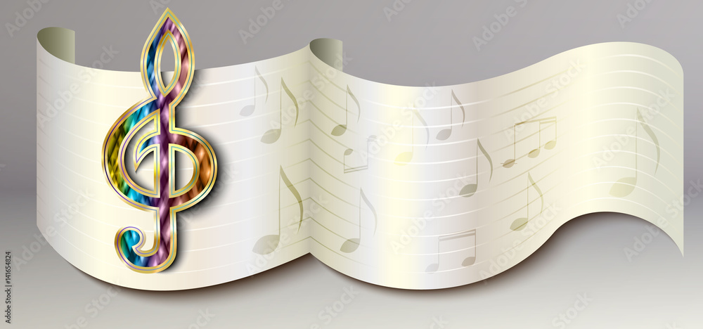 White paper music icon, banner, background Stock Vector | Adobe Stock