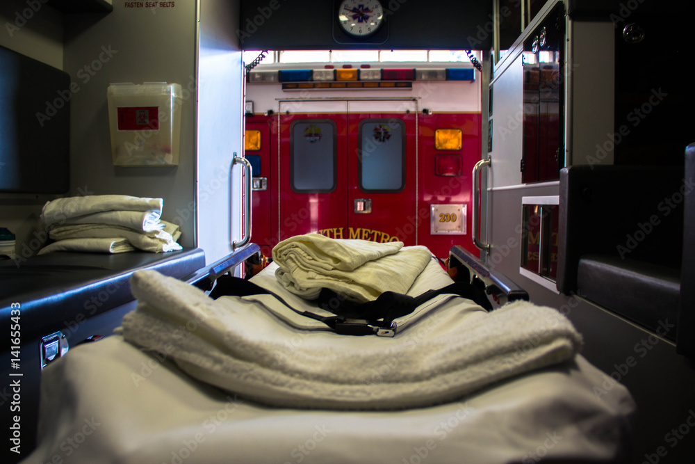 View from inside an ambulance Stock Photo | Adobe Stock
