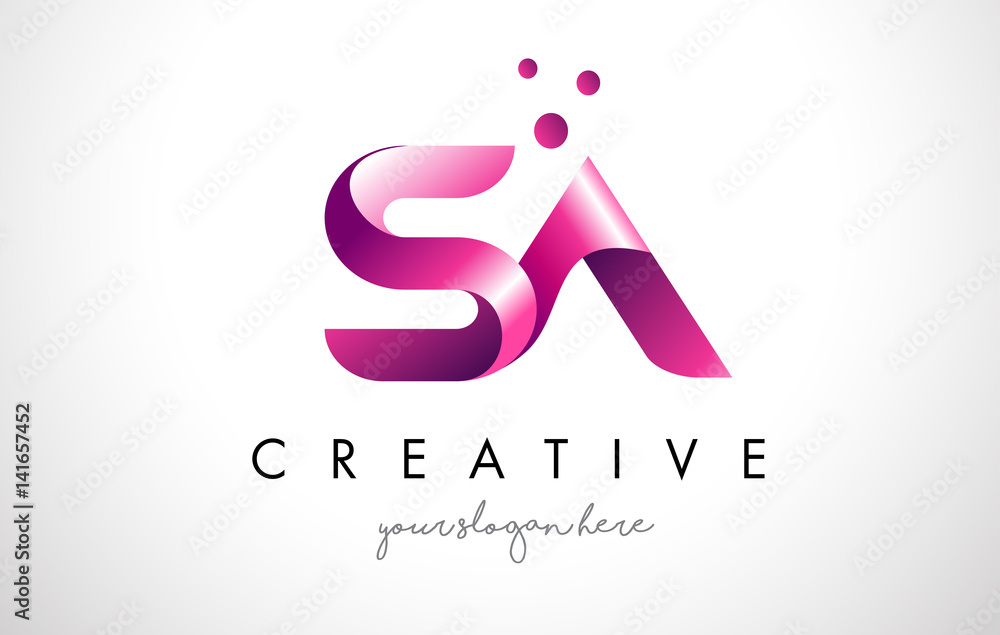 SA Letter Logo Design with Purple Colors and Dots Stock Vector | Adobe ...